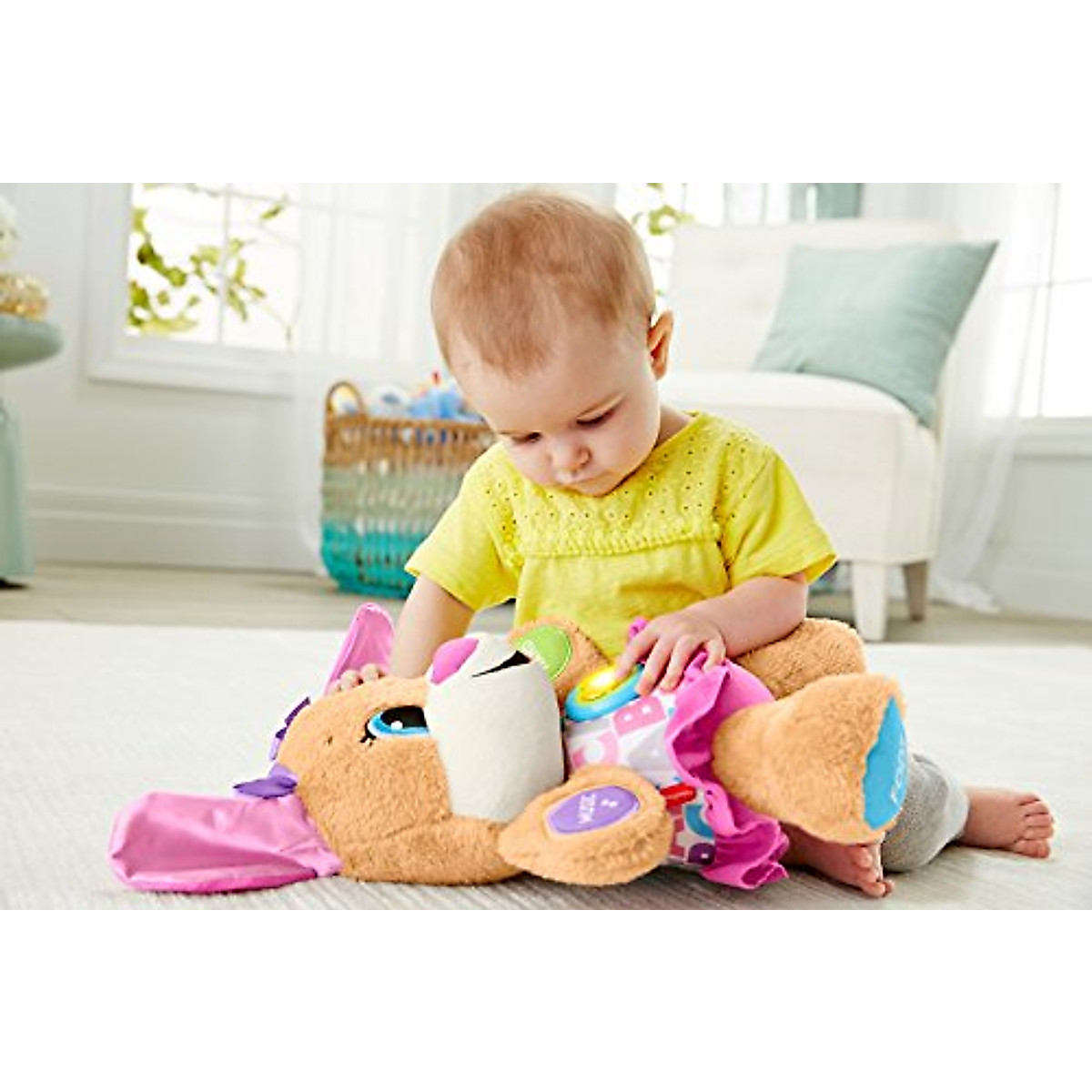 Fisher-Price Laugh & Learn Baby & Toddler Toy Smart Stages Sis Interactive Plush Dog With Music Lights & Learning Content For Ages 6+ Months