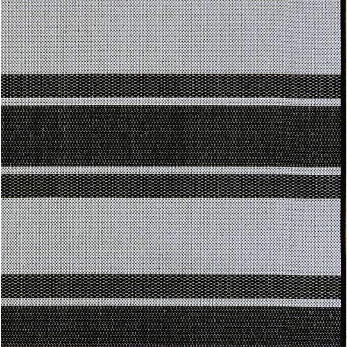 Gertmenian Indoor Outdoor Area Rug, Classic Flatweave, Washable, Stain & UV Resistant Carpet, Deck, Patio, Poolside & Mudroom, 5x7 Ft Standard, Stripes, Black White, 37706