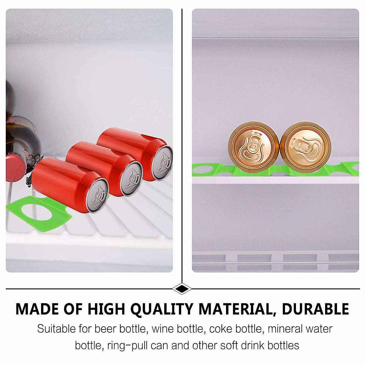 DOITOOL Foldable Water Bottle 2pcs Bottle Stacking Mat Foldable Silicone Bottle and Can Stacker Can Holder Rack Space Saver Organizer for Refrigerator Pantry Countertop Cabinet Green Soda Fridge