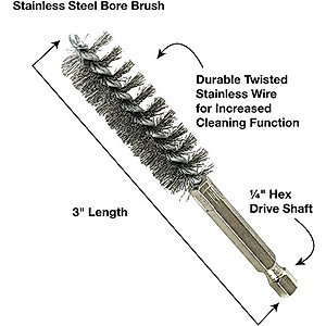 Innovative Products of America (8080) 6 Piece Twisted Wire Stainless Steel Bore Brush Set for Cleaning Tubes, Ports, Bearings and More