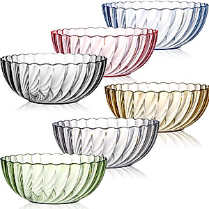 Fasmov 6 Pack Plastic Serving Bowls, Plastic Salad Mixing Bowls, 47oz Break Resistant Plastic Bowls for Salad, Fruit, Popcorn, Chip and Dip, Multicolor