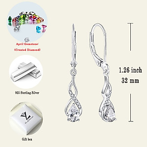YL Infinity Dangle Drop Earrings Sterling Silver Leverback Teardrop Earrings Cubic Zirconia Twisted Jewelry