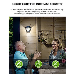 LOHAS Dusk to Dawn Light Bulbs Outdoor, Light Sensor Bulb 60W Equivalent, A19 LED Bulb Daylight 5000K, 9W Photocell Sensor LED, 900LM Auto On/Off Porch Light, E26 Base for Garage, 2Pack