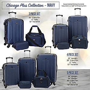 Travelers Club Chicago Hardside Expandable Spinner Luggages, Navy Blue, 5 Piece Set, TCL-77995-410
