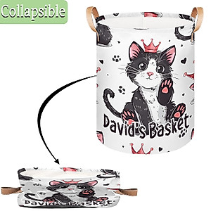 Personalized Laundry Basket, Custom Gift Laundry Hamper, Collapsible Nursery Waterproof Laundry Baskets, Dirty Clothes Toy Hamper with Handles Princess Cats Pattern