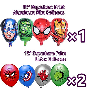 12Pack Avenger Super Hero Spider Balloons Foil And Latex Party Supplies Kids Birthday Party Decorations