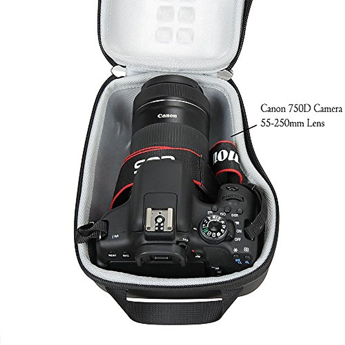 Hard Storage Carrying Travel Case Bag for Canon EOS T7 T8i 2000D 80D 70D 60D Rebel T6 1300D T6s 760D T6i 750D T5 1200D T5i 700D T4i 650D T3i 600D T3 1100D 18-200mm, 18-135mm, 15-85mm, 55-250mm DSLR Lens Kit by Hermitshell