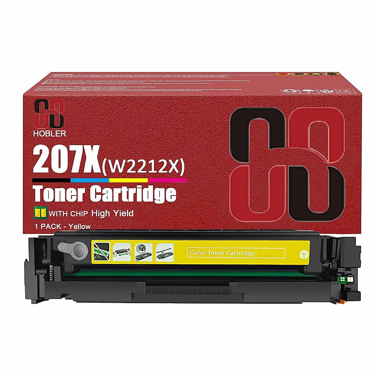 Replacement 207X Toner Cartridges Compatible for HP W2210X W2211X W2212X W2213X Toner Cartridge Work for Laserjet Pro M255DW M255NW M282NW M283FDN M283FDW Printers 1 Yellow Pack