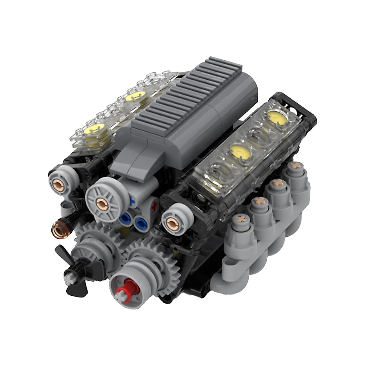 FILONA Technik V8 Engine Model, MOC V8 Engine with Gearbox Building Blocks Physics Science Experiment Toy for Kids Adult (568 Pieces)