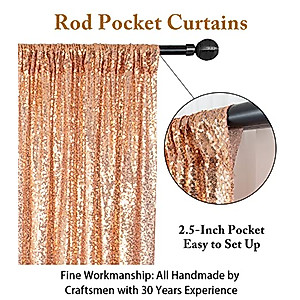 Shinybeauty Sequin Backdrop Curtains 4 Panels Rose Gold 2FTx8FT Sequin Fabric Photo Backdrop Curtains Rose Gold Backdrop Rose Gold Glitter Curtains for Party Baby Shower Backdrop Backgrounds