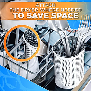 Chopsticks Holder Dishwasher Cutlery Rack - Oval Cutlery Drainer Basket for Kitchen Sink Dishwasher Rack - Stainless Steel Utensil Container for Dishwasher - Cutlery Caddy Silverware Drying Rack