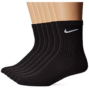 Nike Everyday Cushion Crew Socks, Unisex , Black/White, L (Pack of 6 Pairs )
