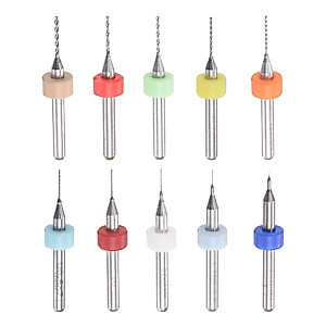 uxcell Micro PCB Drill Bit Set, 1/8" Shank 0.1mm-1.0mm Solid Tungsten Carbide CNC Engraving Print Circuit Board Drill Bits Rotary Tool 10pcs