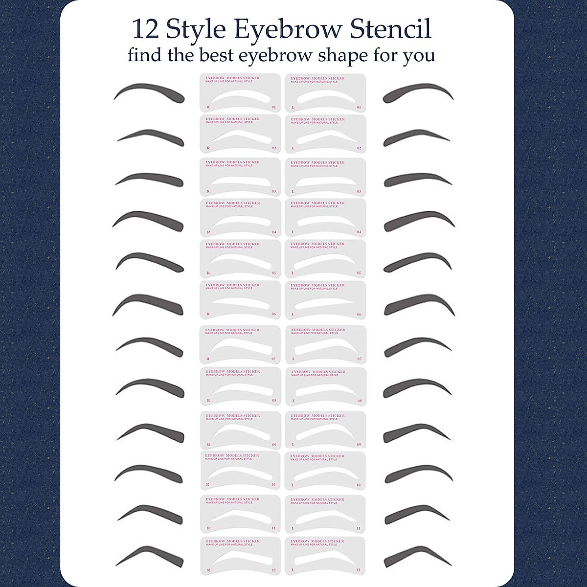 Eyebrow Stencil,Eyebrow Shaper Kit 24 Styles 3 Minutes Makeup Tools For Eyebrows Extremely Elaborate Reusable Eyebrow Template Eyebrow Gel Eyebrow Tint Dye Stencils for A Range Of Face Shapes