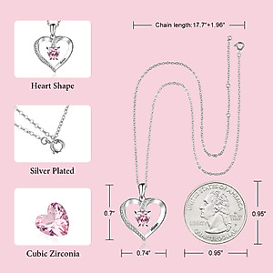 Gemszoo Personalized Names Heart Necklace with Simulated Birthstone Pendant Necklace for Women Mother (1 Name)