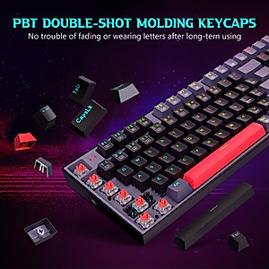 Redragon Mechanical Gaming Keyboard, Wired Mechanical Keyboard with 94 Keys, Programmable Macro Editing, Numeric Pad, Red Switches, Compact Keyboard Mechanical for Pc Mac Ipad, Black Gray