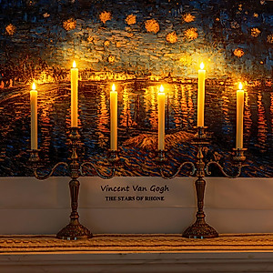 Homemory Real Wax LED Flameless Taper Candles with Remote Timer, 9.6 Inches Ivory Candlesticks, Dripless Battery Operated 3D Flickering Flame for Fireplace Xmas Halloween