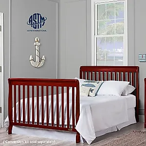 Ashton 4-In-1 Convertible Crib In Cherry, Greenguard Gold, JPMA Certified, Non-Toxic Finishes, Features 4 Mattress Height Settings, Made Of Solid Pinewood