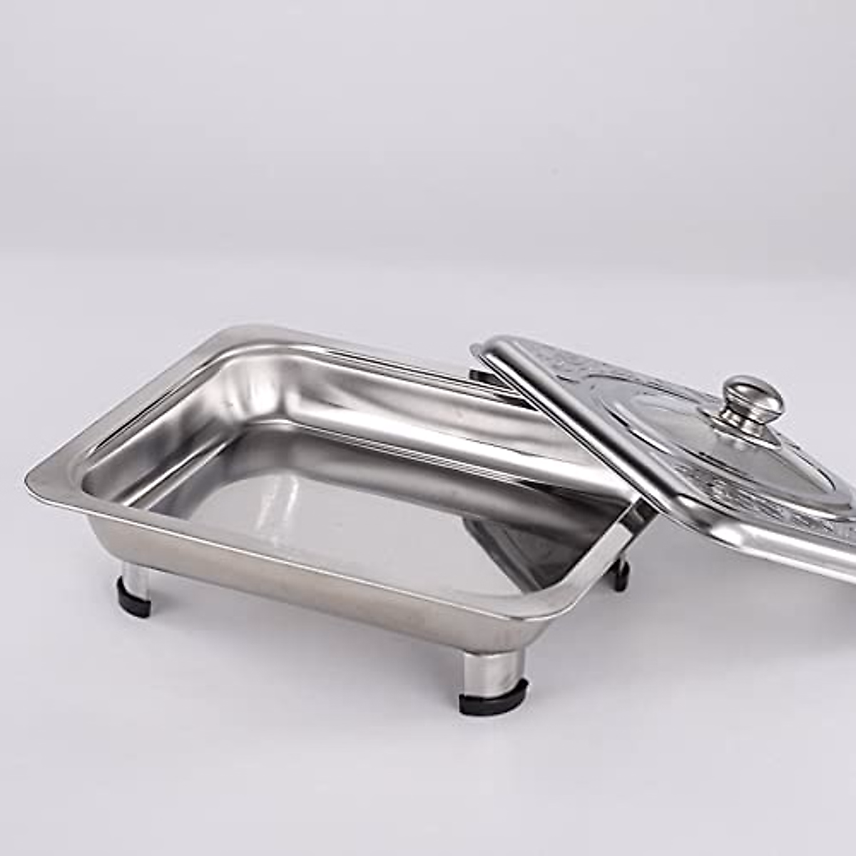 MARURY Dish Tray Chafing Dish Stainless Steel Buffet Pan with Lid Chafer Bowl Rectangular Serving Bowl Canteen Basin with Cover for Weddings Parties Banquets Catering Events Food Warmer