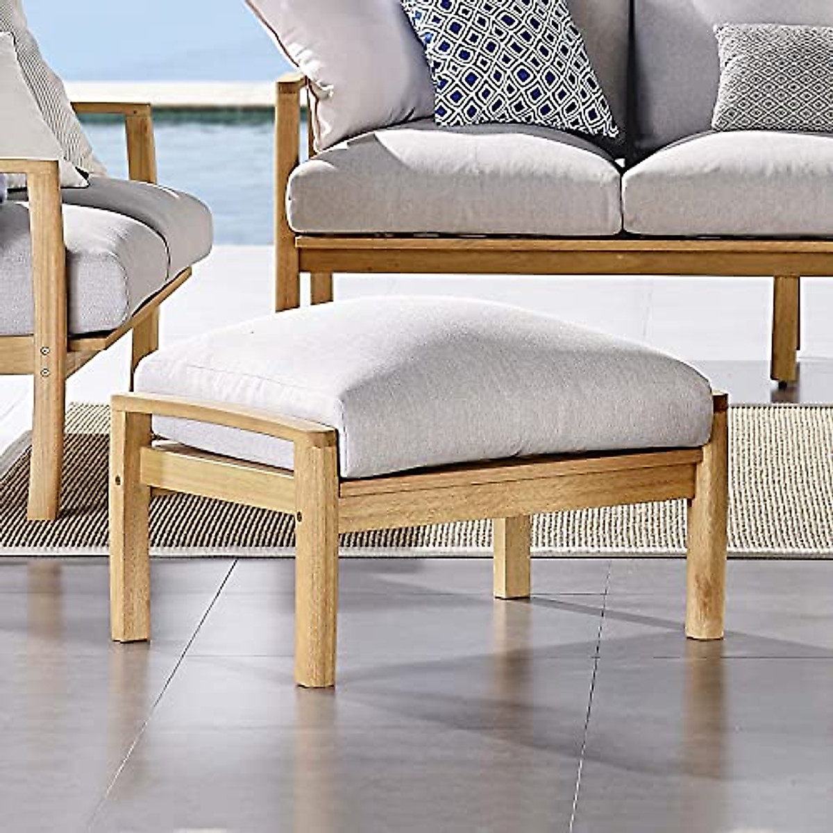 Modway EEI-3701-NAT-LGR Orlean Ottoman, Natural Light Gray