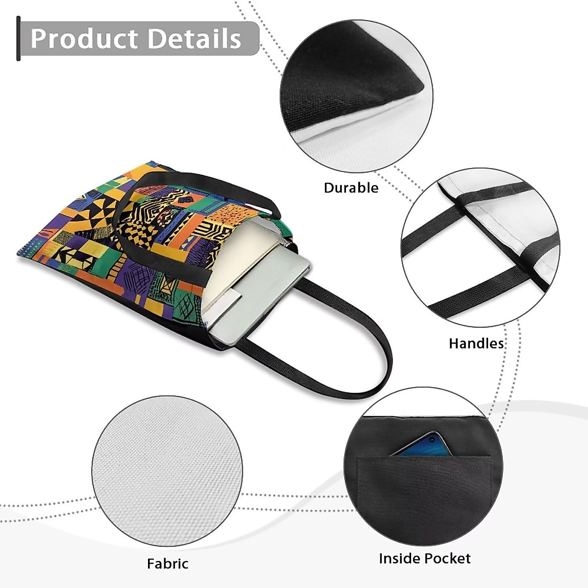 FOR U DESIGNS Teens Canvas Shopping Tote Bag African Tribal Style Printed Shoulder Bags