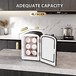 Mini Fridge 4 Liter AC/DC Energy Saving Cooler And Warmer Refrigerator, Portable Personal Fridge For Office, Car, Bedroom, 100% Freon-Free Great For Skincare, Fruit, Food, Medicine(Black) - F