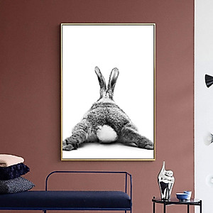 Canvas Prints Bunny Butt Nursery Wall Art Posters Animal Rabbit Prints Funny Rabbit Tail Wall Pictures Baby Room Decor Unframe-style1 12×18inch(30×45cm)