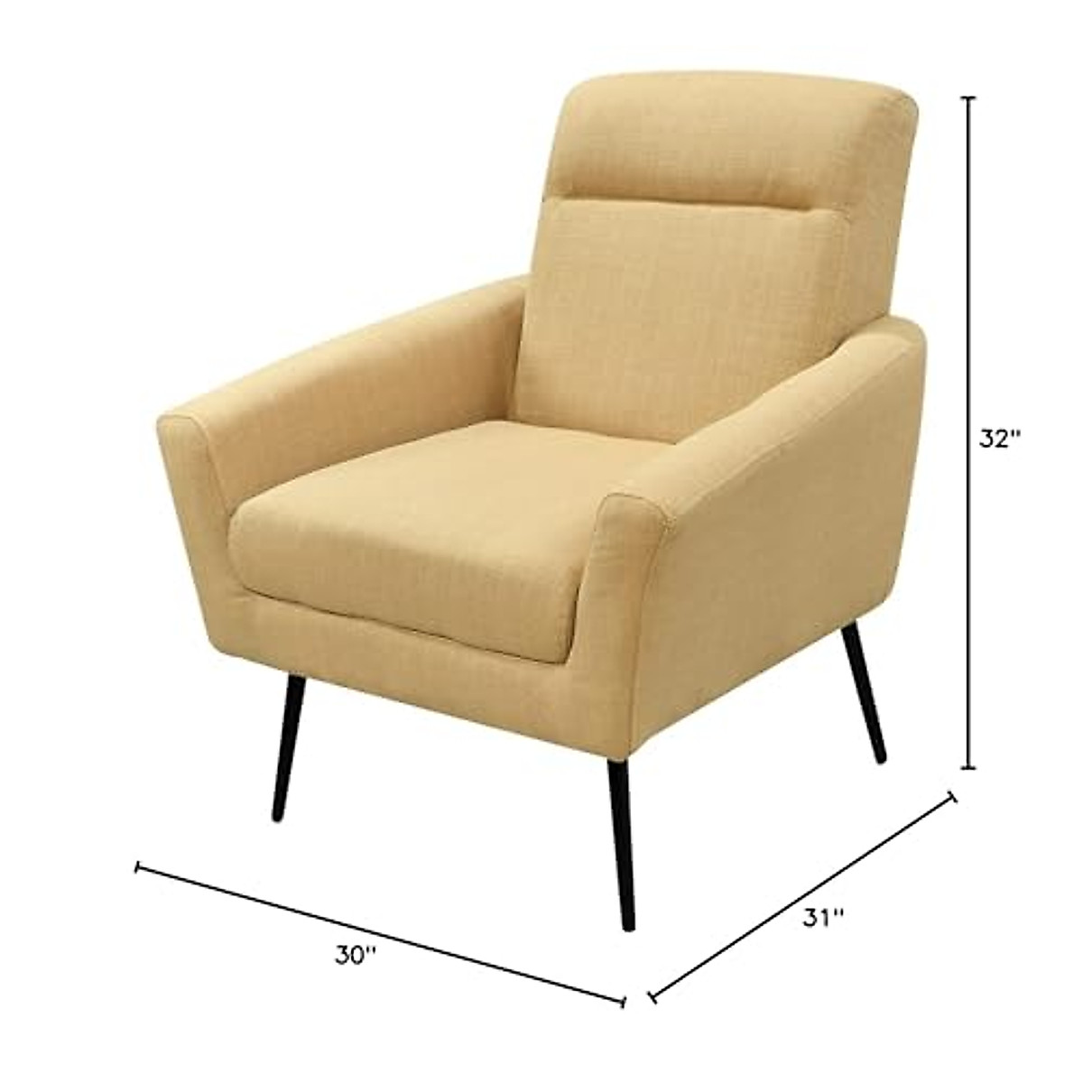Tiokop Mid Century Modern Upholstered Fabric Accent, Living Room, Bedroom Leisure Single Sofa (Metal Legs), TV armrest seat, Suitable for Small Space Home, Office, Coffee Chair,Yellow