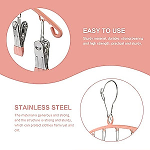 Cabilock Hat Organizer 10 Clips Stainless Steel Laundry Drying Rack Clothes Hanger Sock Hanger Hat Hanger Windproof Dryer Rack for Baby Clothes, Socks, Drying Towels, Diapers Hat Rack