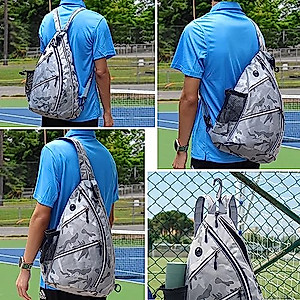 ZOEA Pickleball Bag, Adjustable Pickleball Bag with Water Bottle Holder, Pickleball Paddle Backpack for Men and Women (Camouflage Grey)
