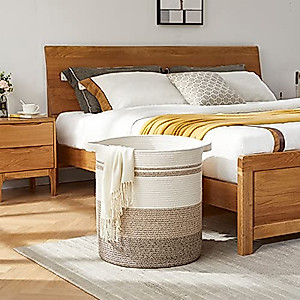 OIAHOMY 80L Laundry Baskets-Laundry Hamper,Storage Basket with Handles,Decorative Basket for Living room,Woven Storage Basket for Toys Bin,Pillows, Blankets,Clothes-20x18in-Gradient Yellow