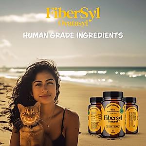 Vegan Fiber Capsules for Cats Digestive Supplement, Ovatasyl 500 mg Psyllium Seed Husks, Constipation, Hairballs, Pet Essentials & Wellbeing, 100 Vegan Capsules