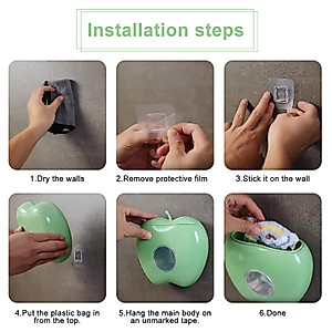 Fresh Keeping Bag Storage Box Wall-Mounted Disposable Cling Film Cover, with 100Pcs Cling Bag, Large Capacity Space-saving Dustproof Apple Shape Food Cover