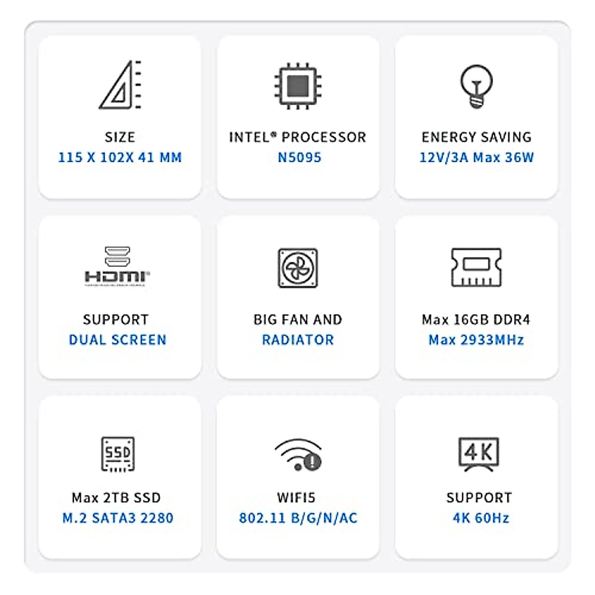 Beelink New 11 Generation Intel N5095 Processor (up to 2.9GHZ), Mini PC,Mini Computer with 8GB DDR4 RAM/ 256GB M.2 SATA SSD, Supports Extended HDD & SSD/4K 60FPS/Dual HDMI/ WiFi5 /BT4.0,W11 pro