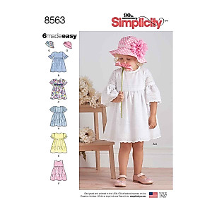 Simplicity US8563AS Toddler's Dress and Hat Sewing Patterns, Sizes 1/2-4
