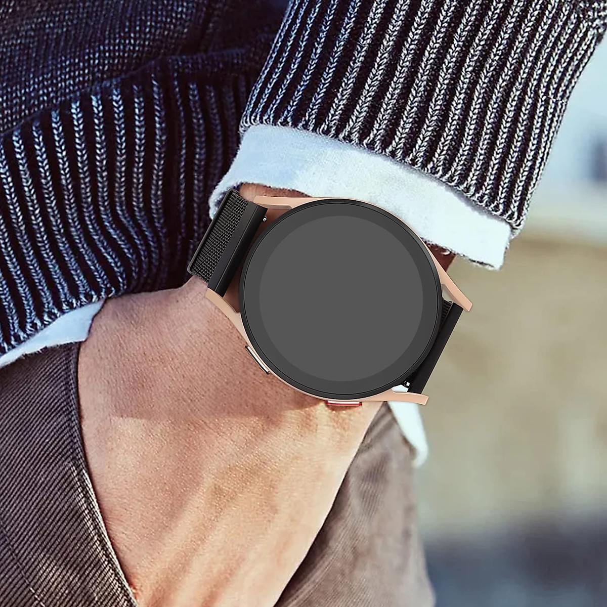 Meliya Metal Watch Bands, 20mm 22mm Quick Release Watch Strap, Stainless Steel Mesh Replacement band for Women Men (20mm, Black)