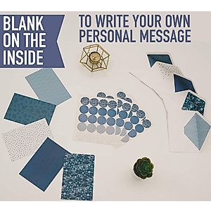 VNS Creations 100 pack Blank Cards with Envelopes & Stickers - All Occasion Blank Greeting Cards and Envelopes - Blank Note Cards with Envelopes 4x6 - Plain Blank Inside Navy Stationary Cards Set