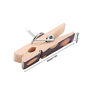 Oumefar 50pcs Wooden Clips Mini Size 35 * 7mm Natural Crude Wood Clips Craft Decoration Pegs for Photo Clips Clothes Clothespin