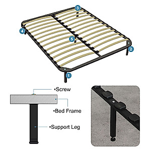 uxcell 4pcs Adjustable Height Bed Frame Support Legs Replacement Bed Rail Support Center Frame Slat Feet Risers(350mm-370mm/13.8"-14.6"), Black