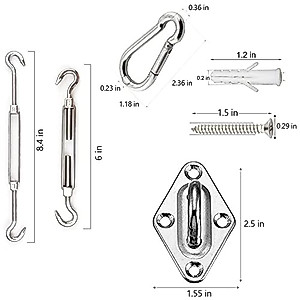 YOFIT Shade Sail Hardware Kit 6 inch for Triangle Rectangle Sun Shade Sail Installation, 304 Grade Stainless for Garden Outdoors, 80 Pcs