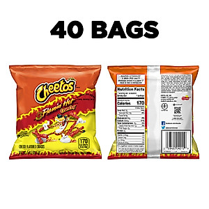 Cheetos Cheese Flavored Snacks, Flamin' Hot Crunchy, 1 Ounce (Pack of 40)