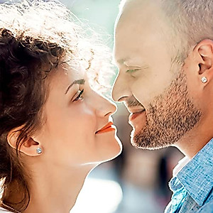 Moissanite Stud Earrings Screw Back 2.0CT 6.5MM*2 18K White Gold Plated S925 Sterling Silver Round Cut D Color VVS1 Clarity Lab Created Moissanite Diamond Earrings for Women Men