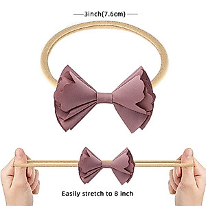 Subesty Baby Girls Nylon Elastic Headband Soft Flower Hair Band For Toddler Infant Newborn Set Of 10