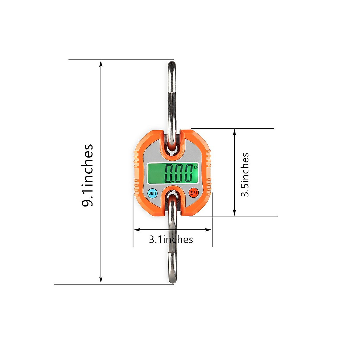 Klau Portable Digital Scale 150 kg / 300 lb Heavy Duty Crane Scale Hanging Scales LCD Display with Backlight for Home Farm Hunting Outdoor Orange