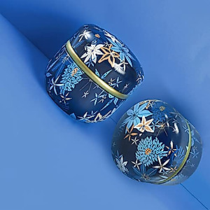 Qopoto Large Powder Puff for Body Powder and Container for Loose Powder, Baby Powder Puff and Powder Box for Bath and Travel (Midnight Flowers)