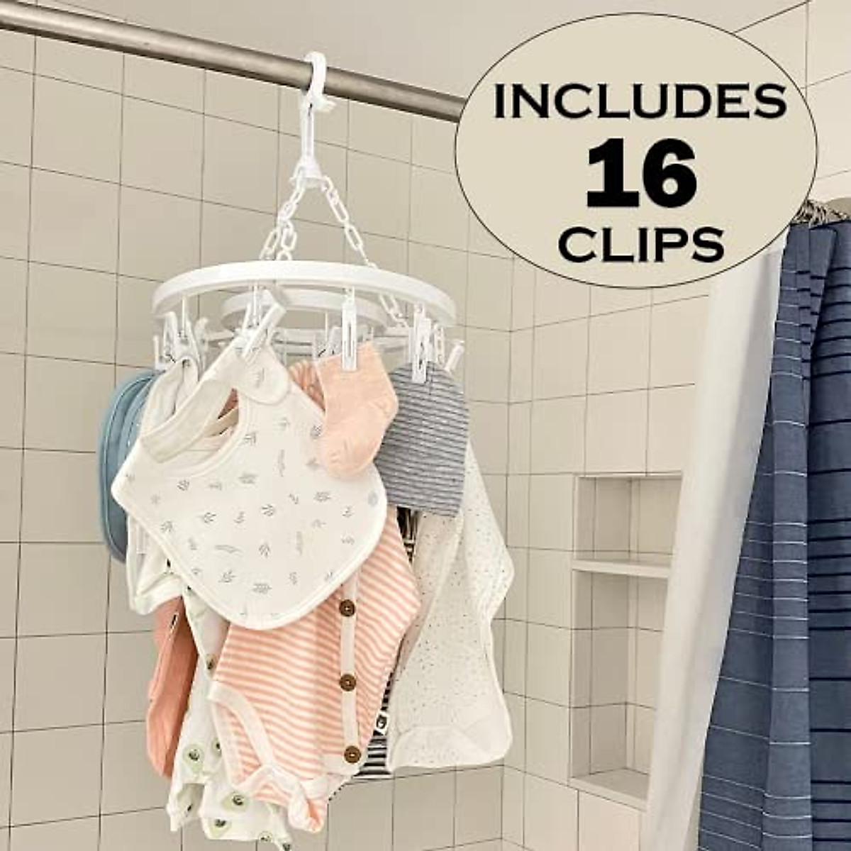 Evelots Clip Drying Hanger-Sock/Bra/Towel/Underwear-Foldable-16 Clips