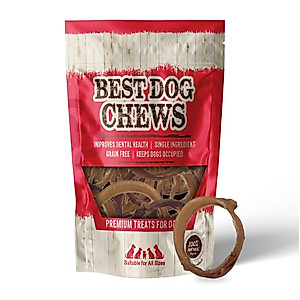 Best Dog Chews Bully Stick Rings for Dogs 100% Natural Bulk Dog Dental Treats & Healthy Chew, Best Thick Low-Odor Pizzle Stix, Free Range & Grass Fed Beef for All Breed Sizes - 4 Inch - 6 Count