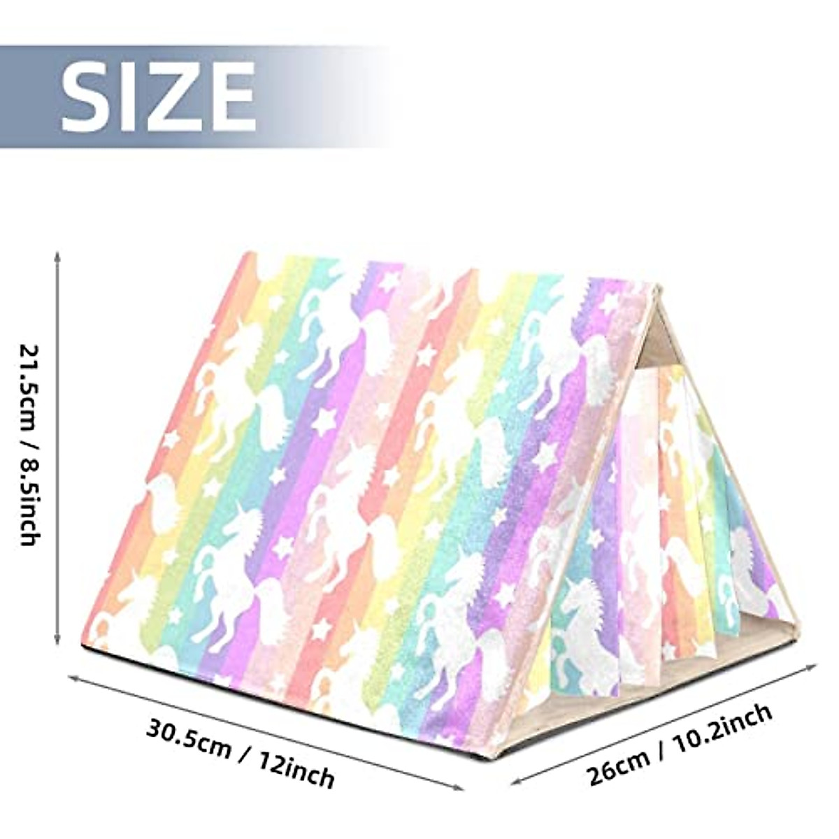 RATGDN Small Pet Hideout Colorful Unicorns and Star Pattern Hamster House Guinea Pig Playhouse for Dwarf Rabbits Hedgehogs Chinchillas