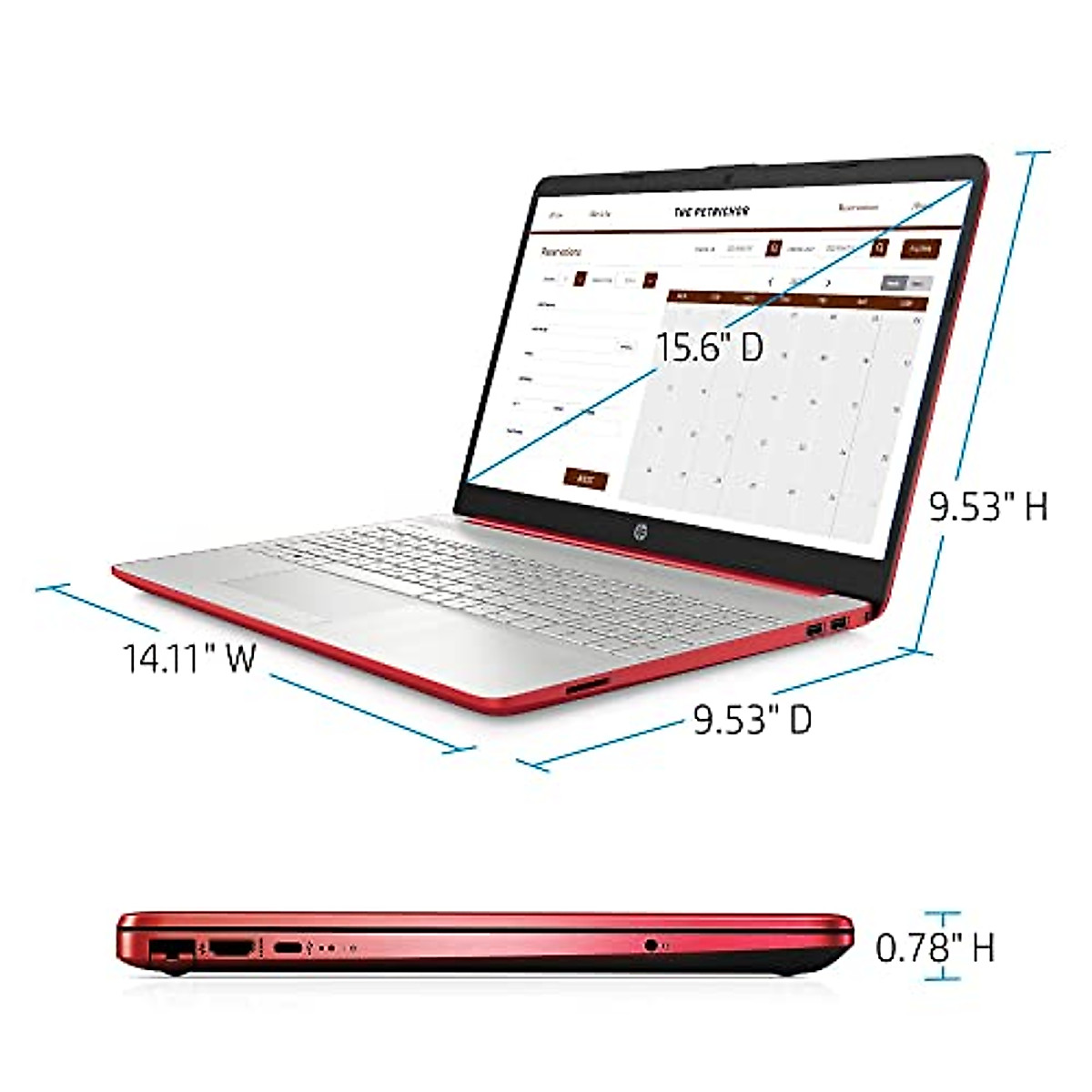 HP 2023 Newest Pavilion 15.6" HD Laptop, Quad Core Intel Pentium N5030 (Upto 3.1GHz), 8GB RAM, 256GB SSD, Intel UHD Graphics, WiFi, Webcam, RJ-45, 11hr+ Battery, Scarlet Red, Win 11+MarxsolCables