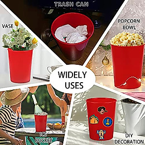 12 Pack Ice Buckets for Parties, Plastic Wine Cooler for Champagne, Beverage, Soda and Beer, Classic Wine Bottle Chiller for Wedding, Versatile Buckets as Vase, Flower Pot or Trash Bin, Red